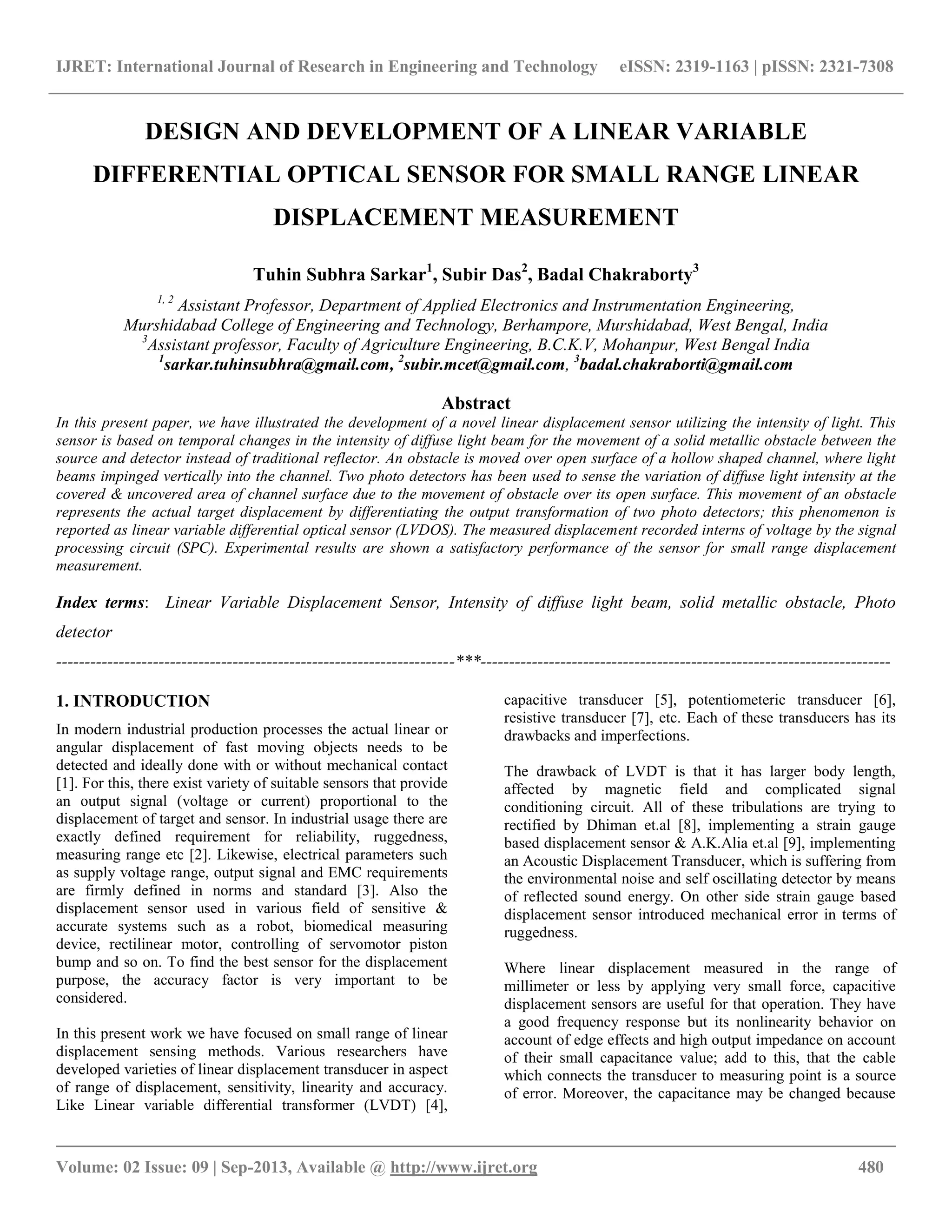 Design and development of a linear variable differential optical sensor ...