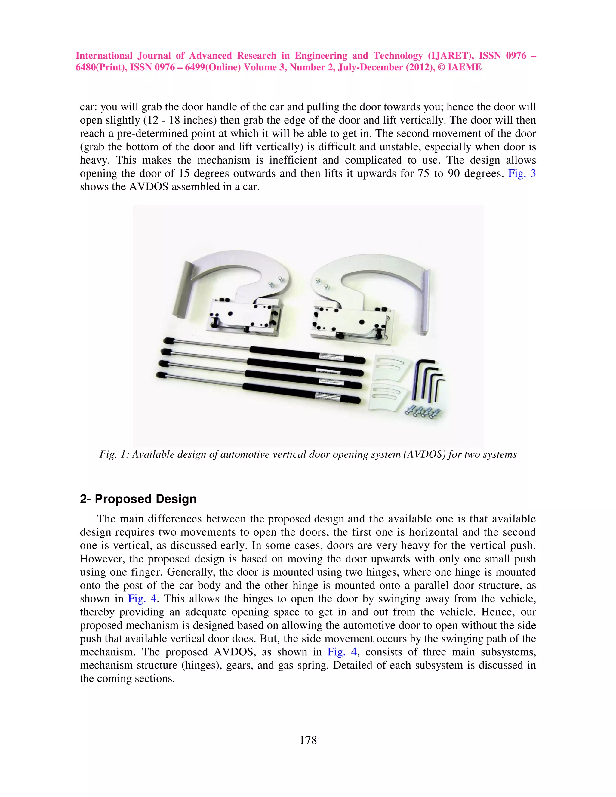 Design and development of an automotive vertical doors opening system ...