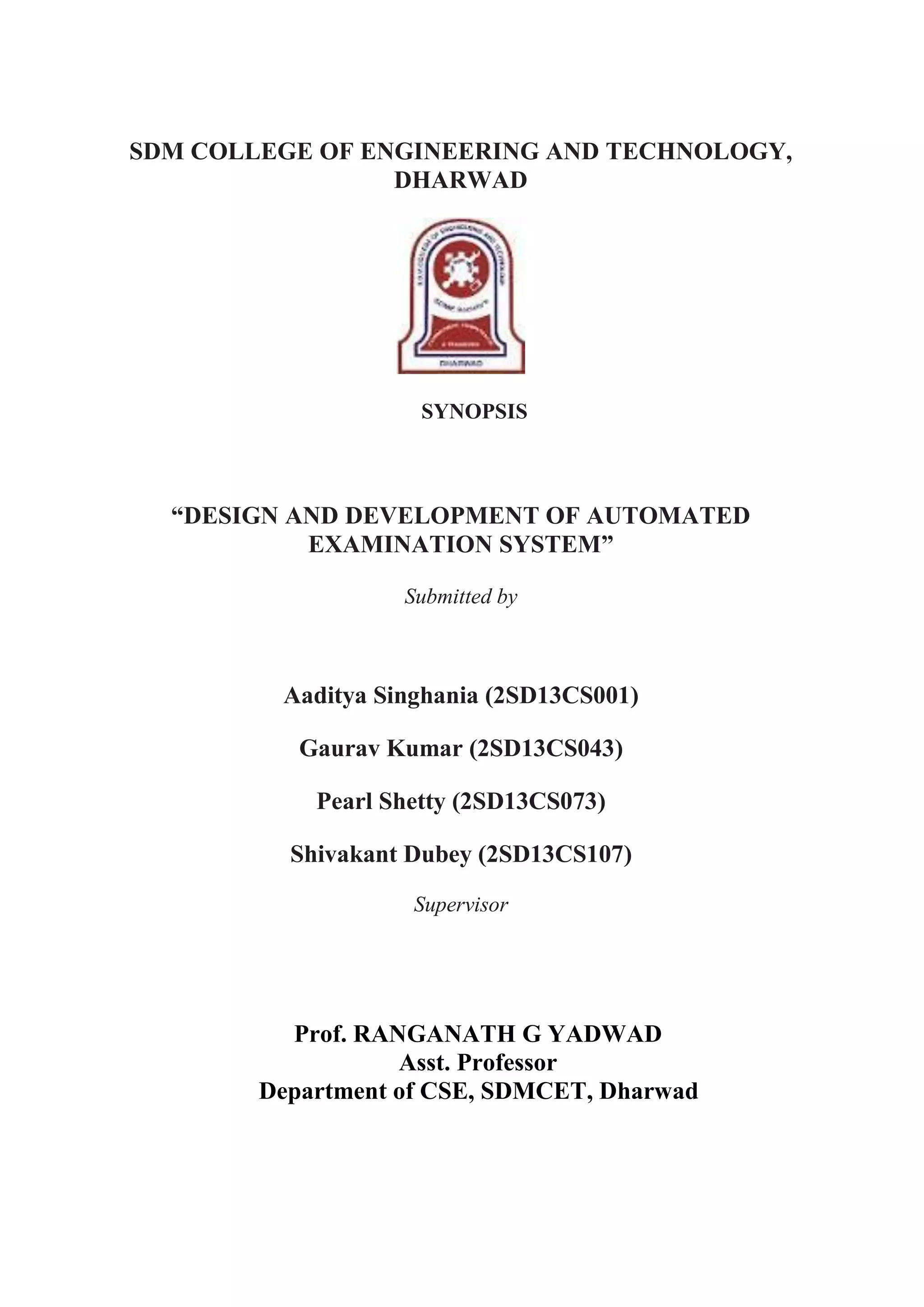 Design and development of automated examination system | PDF