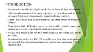 Design and development of carry select adder | PPT