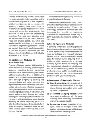 Design and development of hydraulic fixture | PDF