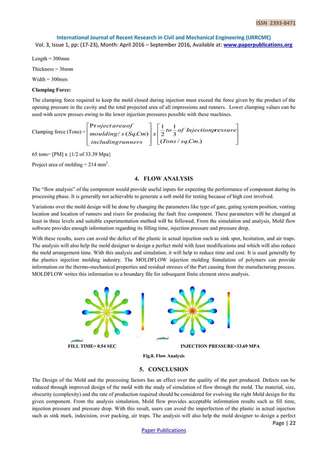 Design & Development of Injection Mold Using Flow Analysis and Higher End Design Software | PDF