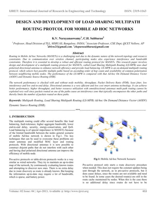 Design and development of load sharing multipath routing protcol for mobile ad hoc networks | PDF