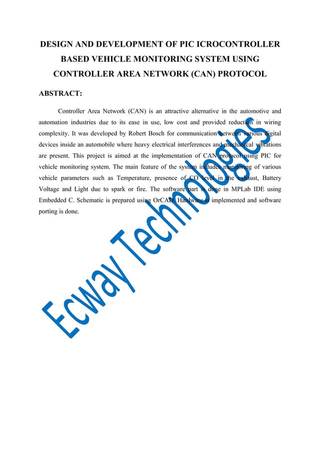 Design and development of pic microcontroller based vehicle monitoring ...