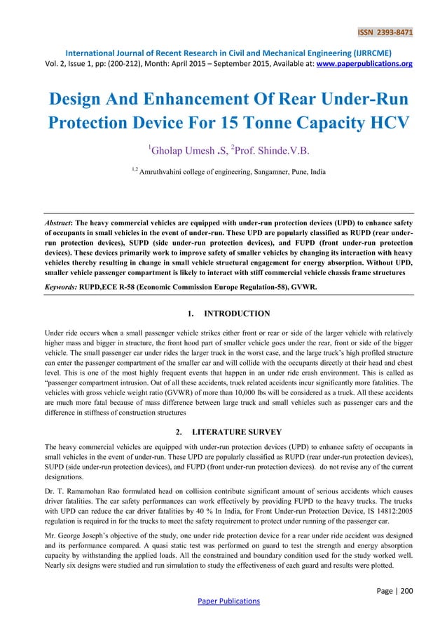 Design and Enhancement of Rear Under-Run Protection Device For 15 Tonne ...