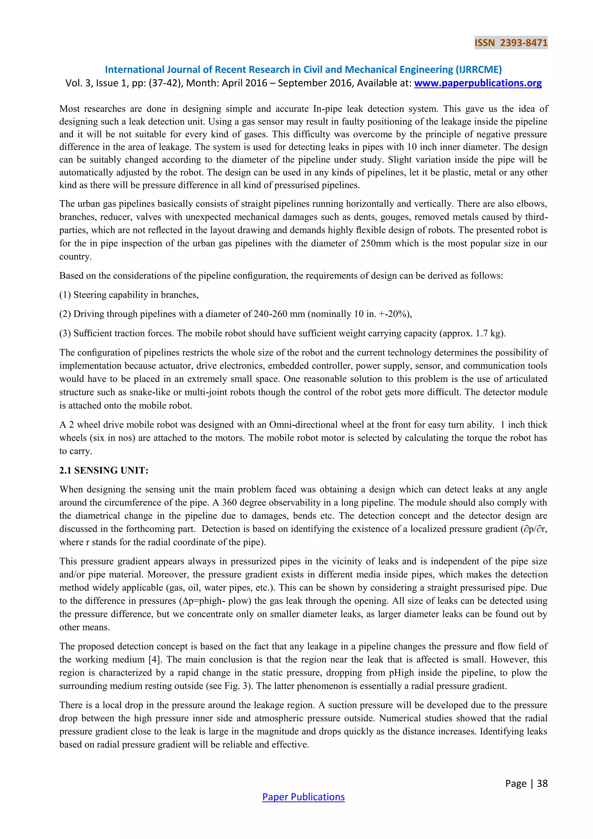 Design And Fabrication Of An In Pipe Inspection Robot Pdf Physics Science