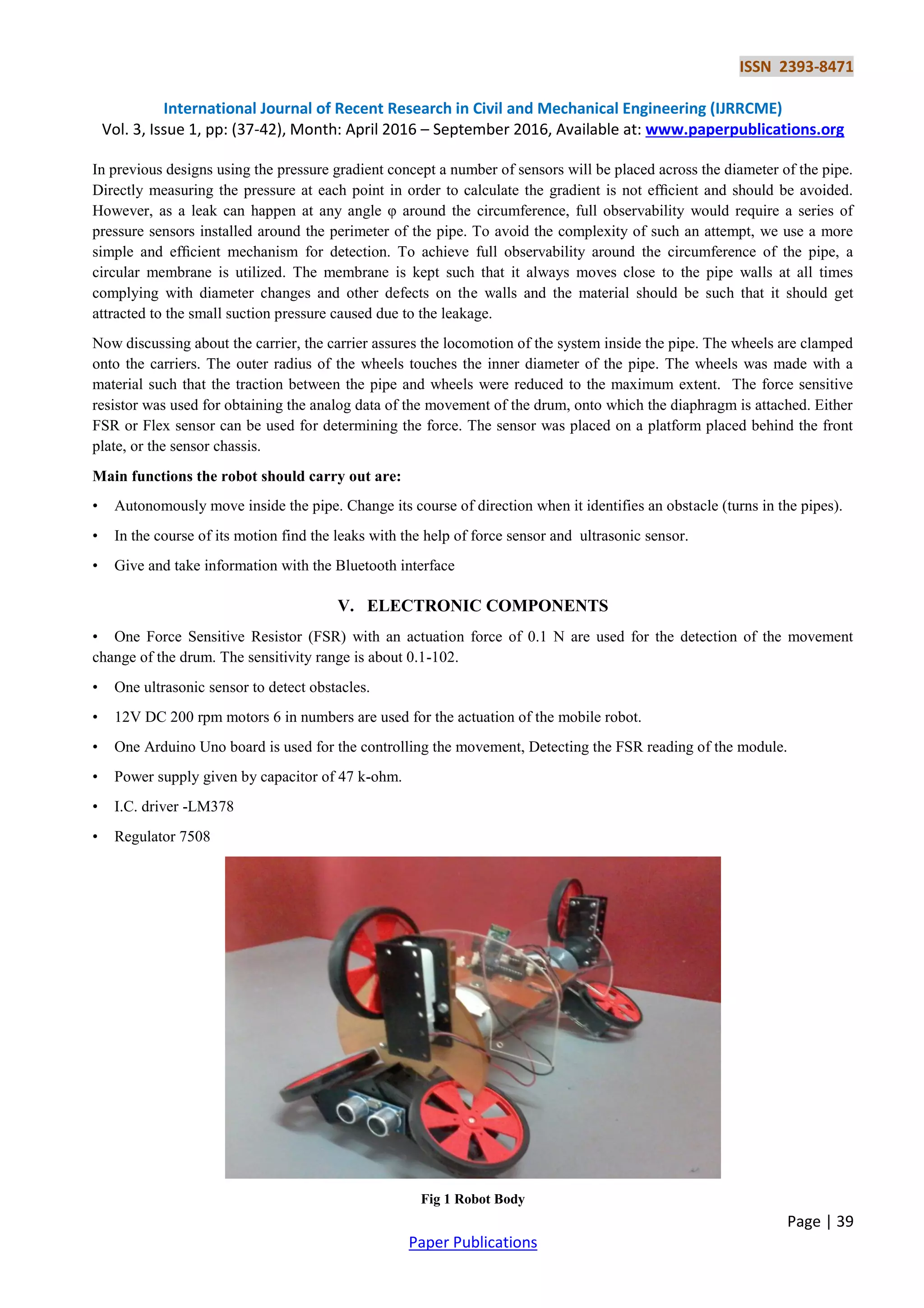 Design and Fabrication of an In-Pipe Inspection Robot | PDF