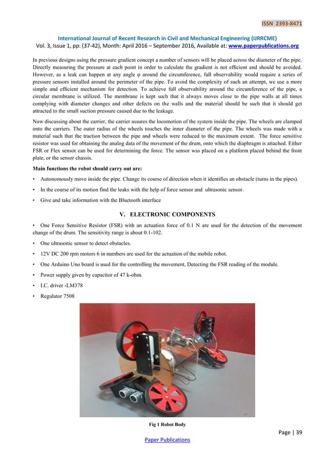 Design and Fabrication of an In-Pipe Inspection Robot | PDF | Physics ...