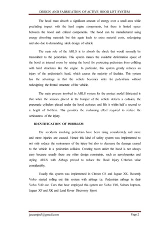 report Design and fabrication of active hood lift system | DOCX