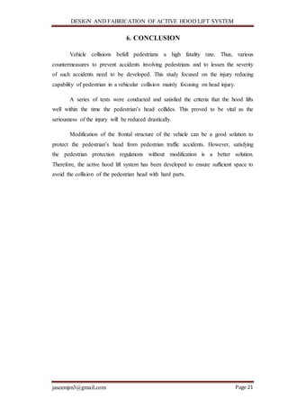 report Design and fabrication of active hood lift system | DOCX