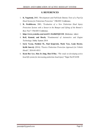 report Design and fabrication of active hood lift system | DOCX