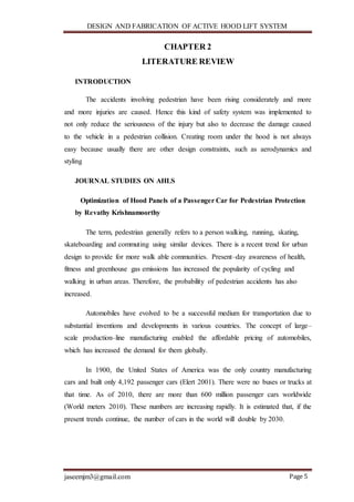 report Design and fabrication of active hood lift system | DOCX