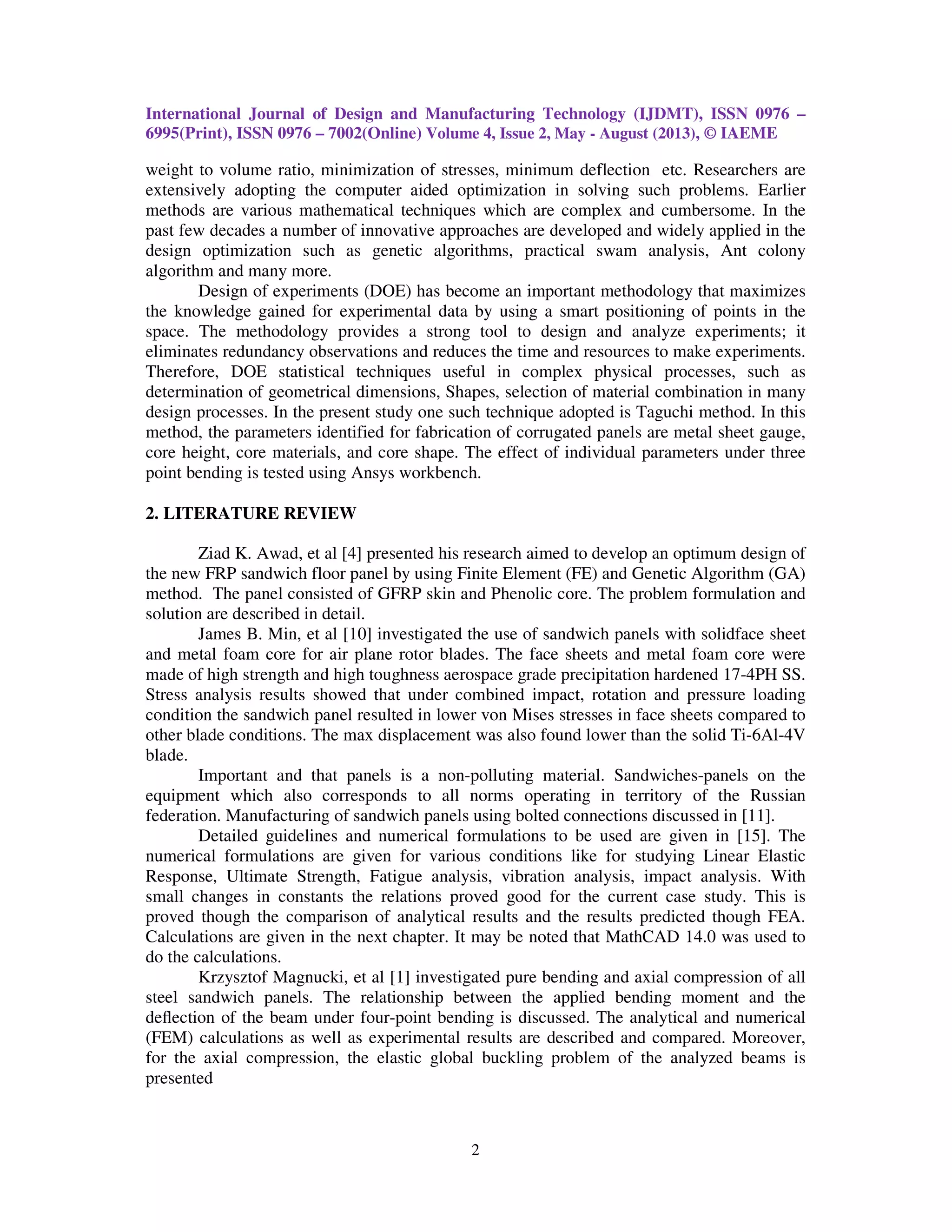 Design and fabrication of corrugated sandwich panel using taguchi ...