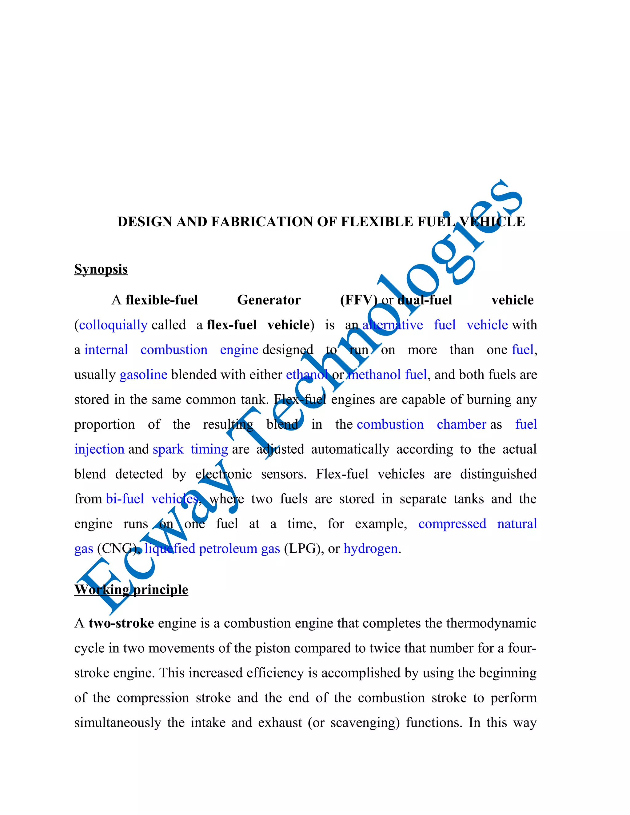 Design and fabrication of flexible fuel vehicle | DOC