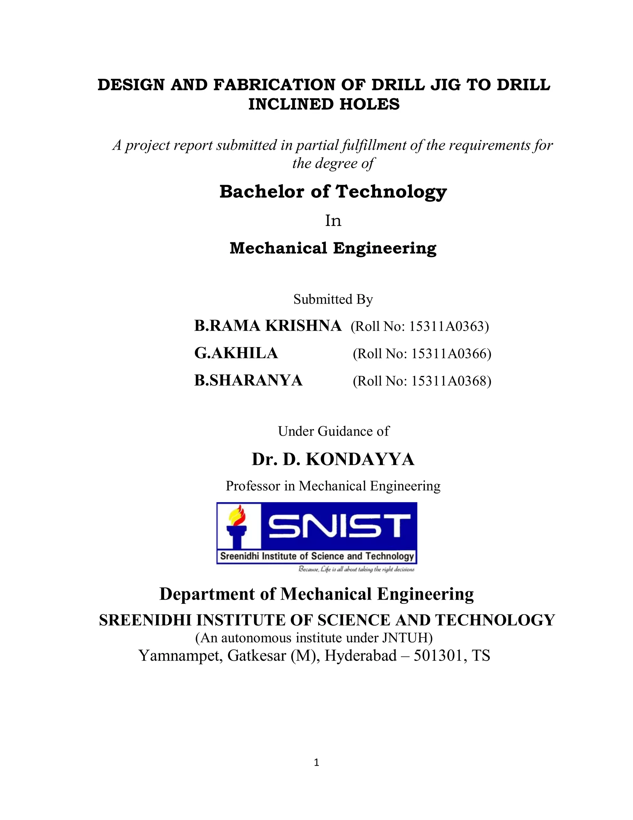 Design and fabrication of jig to drill holes on inclined surface | PDF