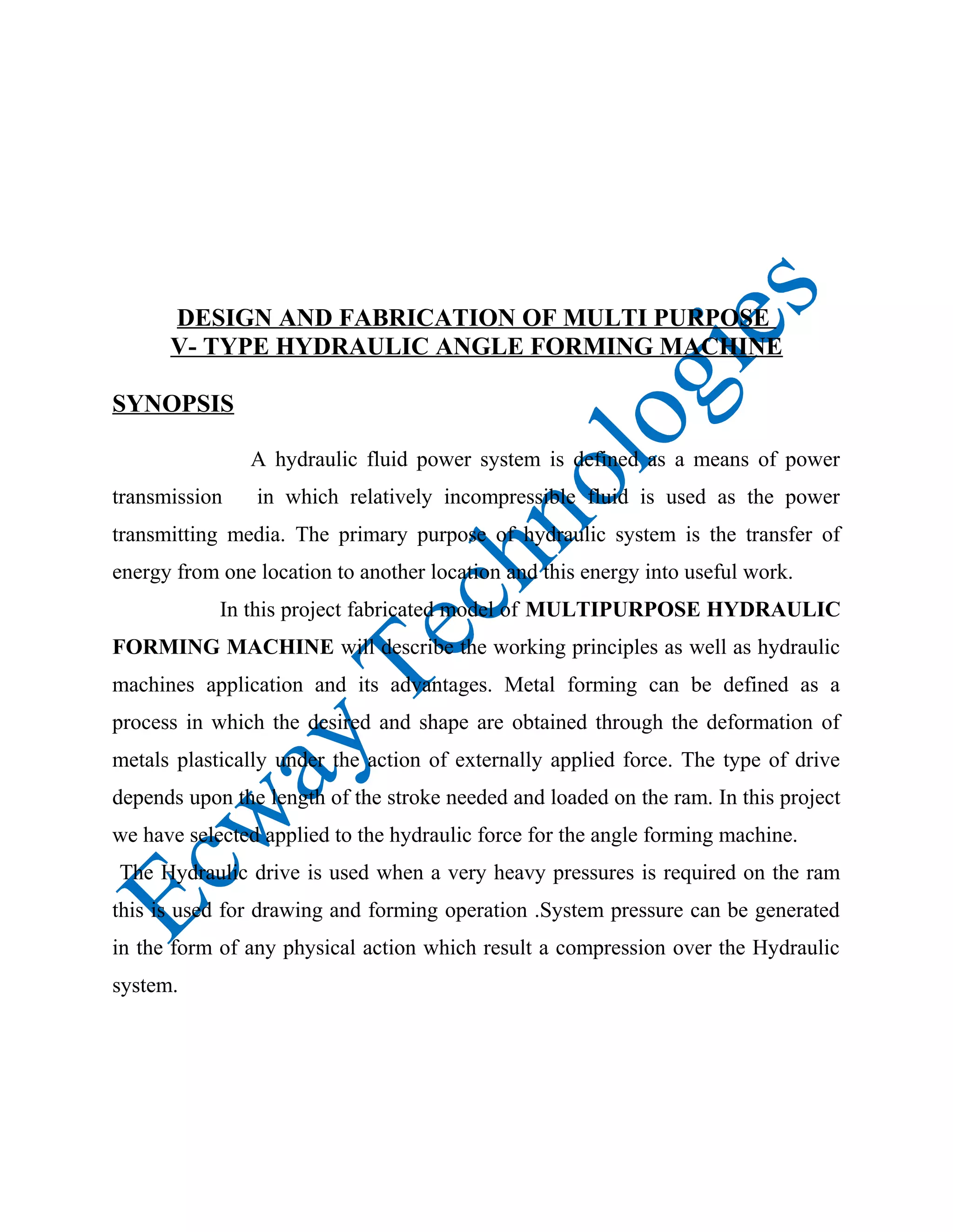 Design and fabrication of multi purpose hydraulic type angle forming ...