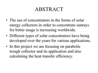 Design and fabrication of solar concentrator | PPTX