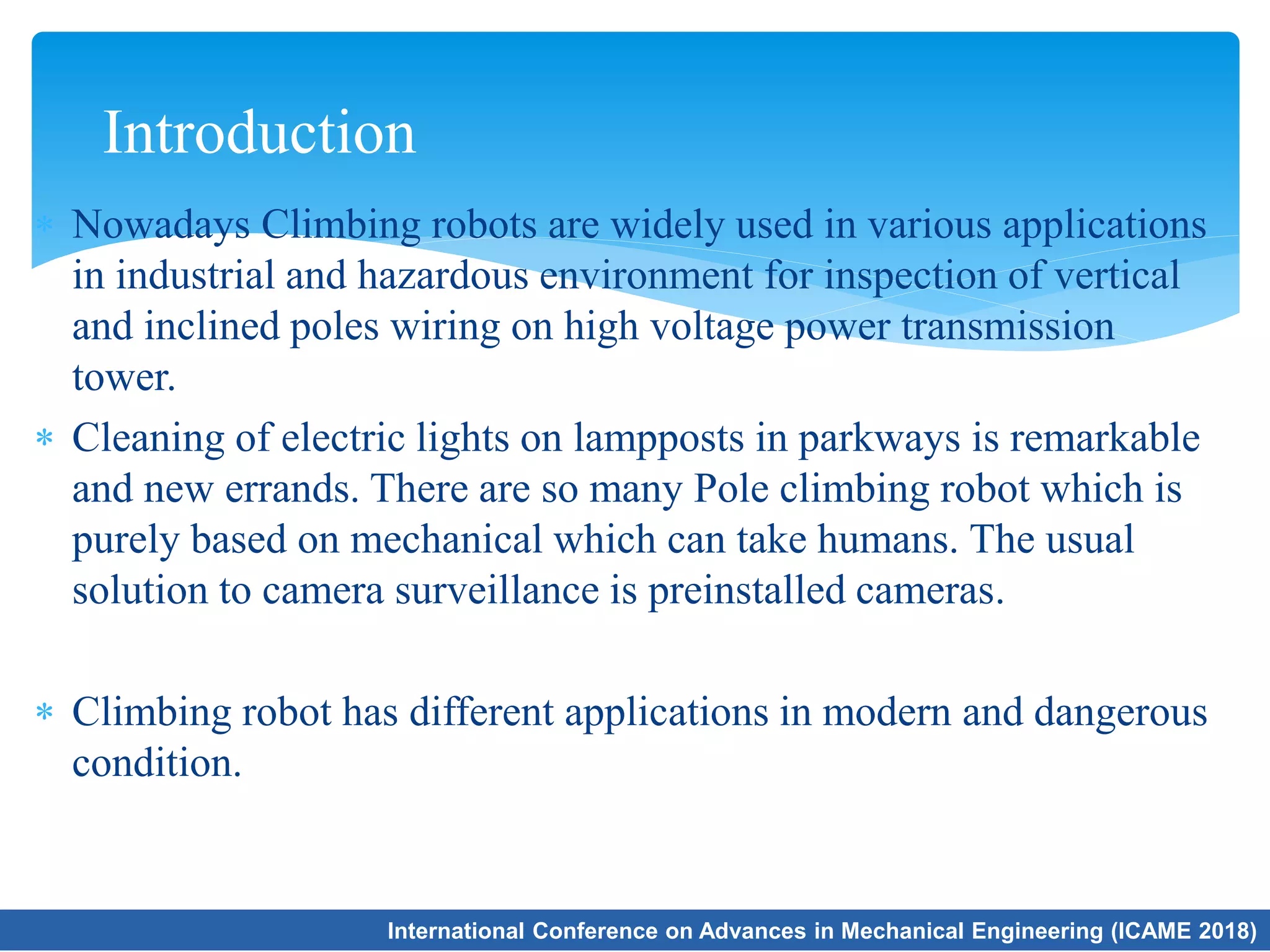Design and fabrication of wheeled pole climbing robot with payload ...