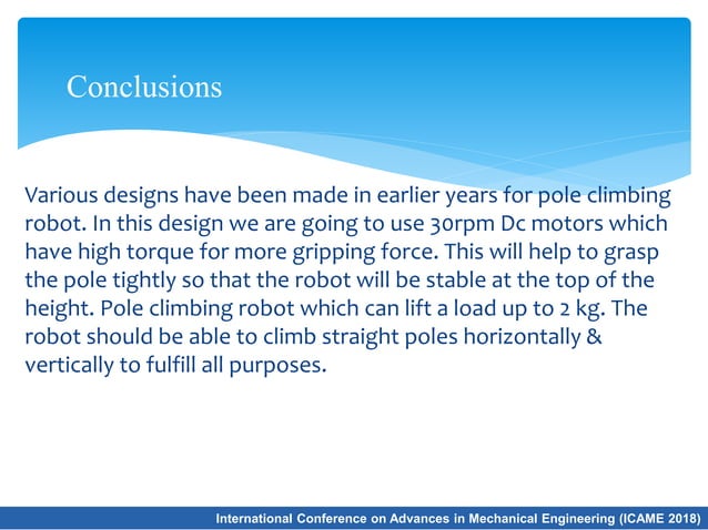 Design and fabrication of wheeled pole climbing robot with payload capacity | PPTX | Climbing ...