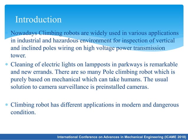 Design and fabrication of wheeled pole climbing robot with payload capacity | PPTX | Climbing ...