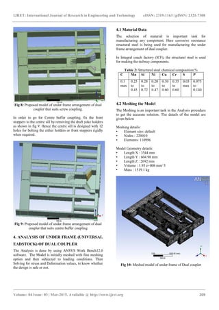 Design and finite element analysis of under frame arrangement ...
