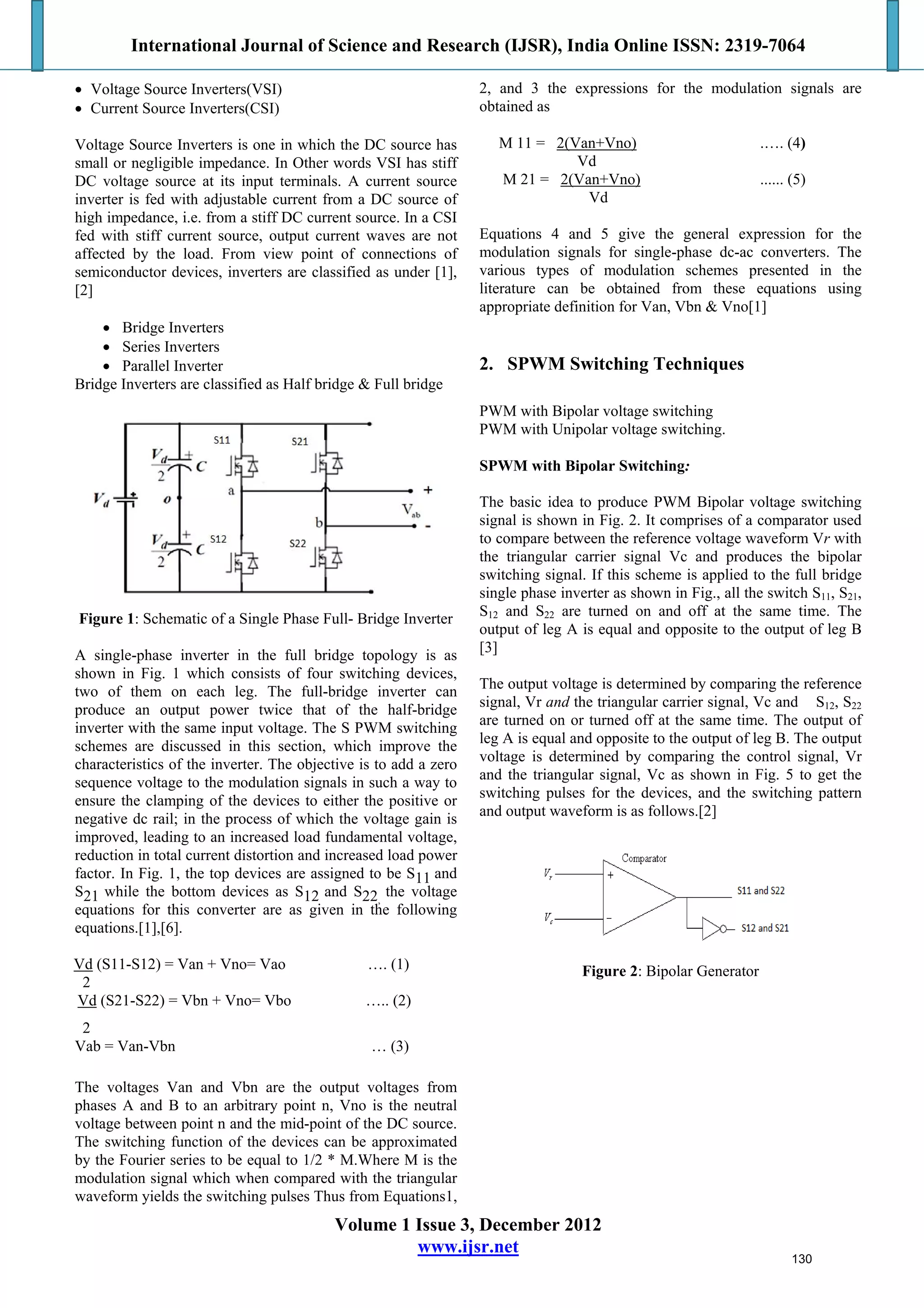 Design and implementation of carrier based sinusoidal pwm (bipolar) inverter | PDF