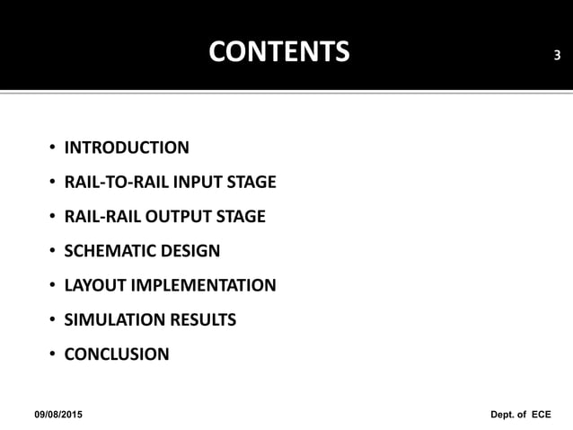 Design and implementation of cmos rail to-rail operational amplifiers | PPTX