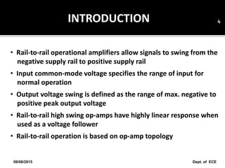 Design and implementation of cmos rail to-rail operational amplifiers | PPTX