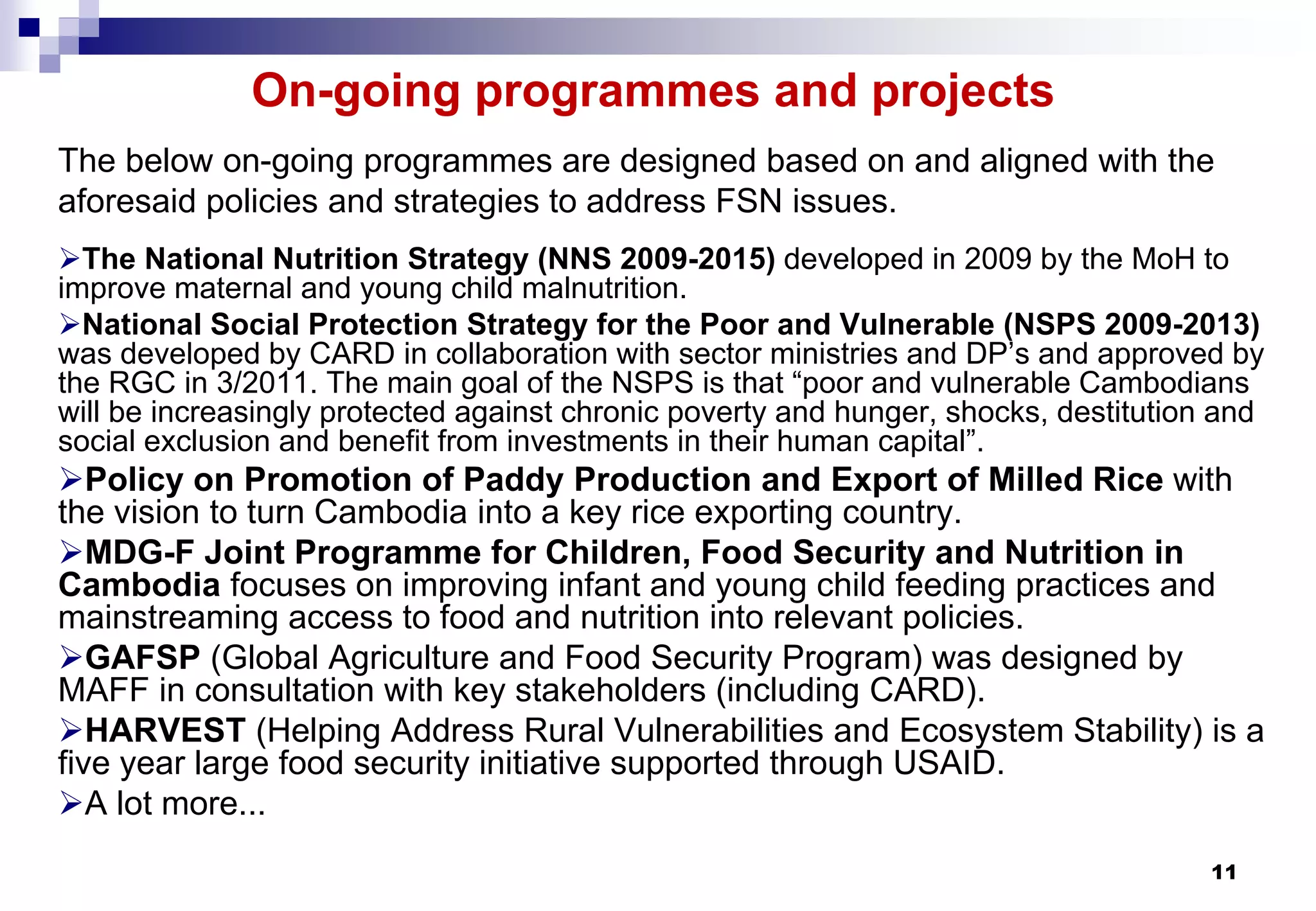 Design and implementation of food security strategies in Cambodia | PDF