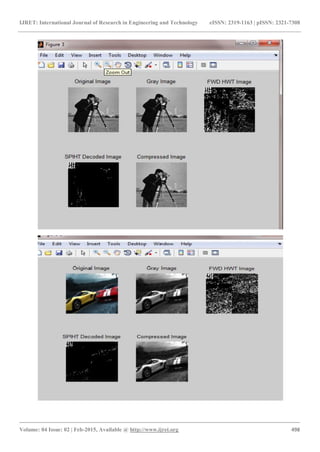 Design and implementation of image compression using set partitioning in hierarchical trees and ...