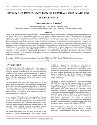 Design and implementation of labview based scada for textile mills | PDF