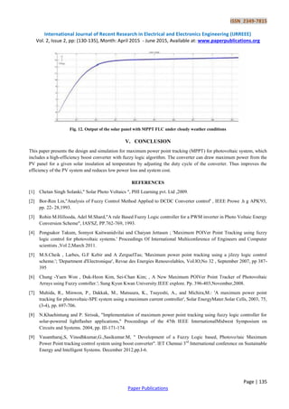 Design and Implementation of Maximum Power Point Tracking Using Fuzzy Logic Controller for ...