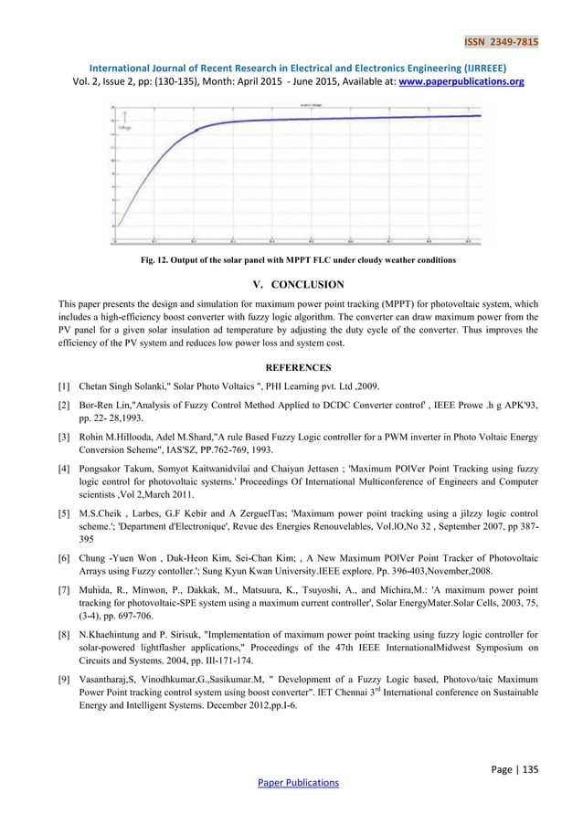 Design and Implementation of Maximum Power Point Tracking Using Fuzzy Logic Controller for ...