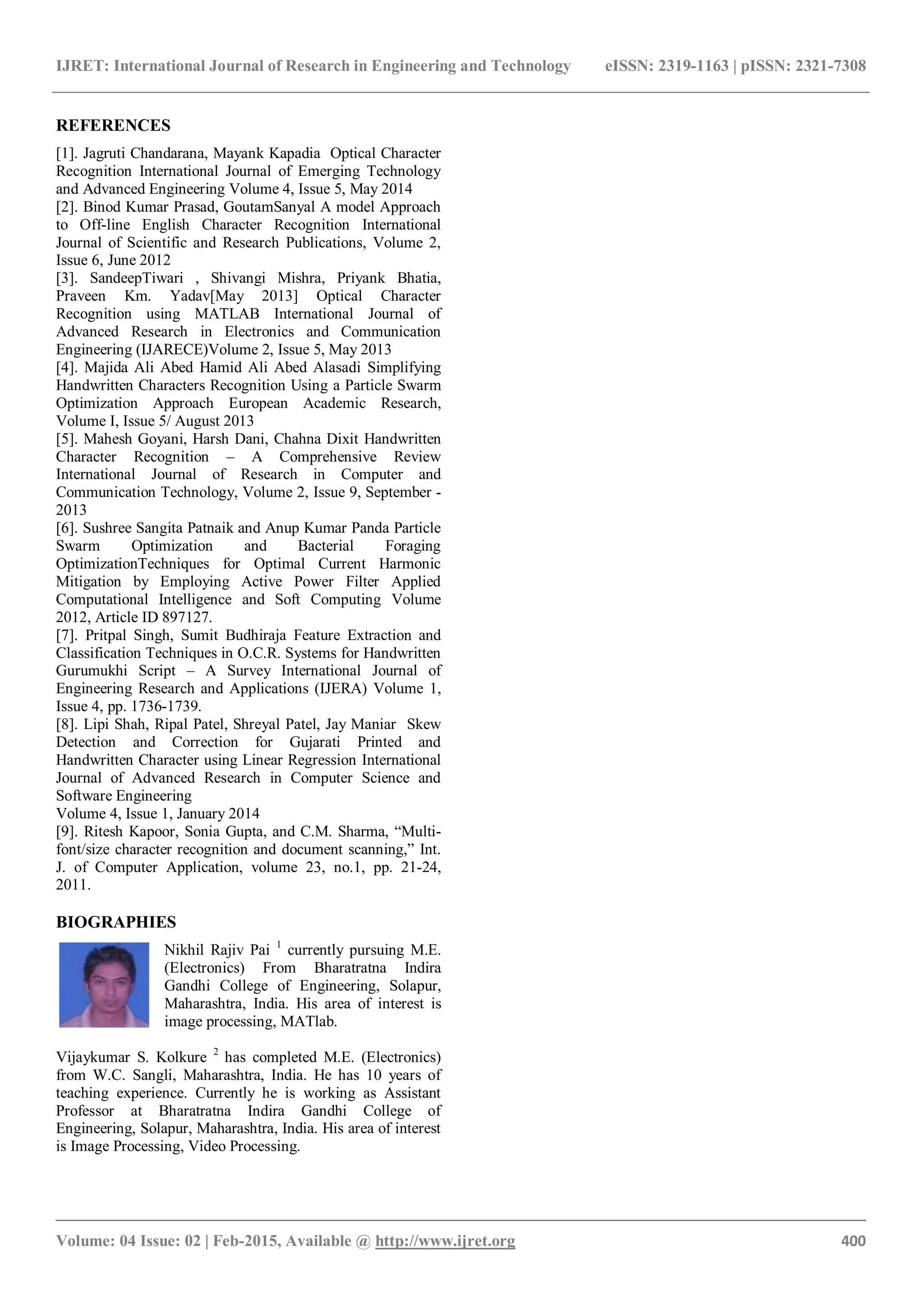 Design And Implementation Of Optical Character Recognition Using Template Matching For Multi
