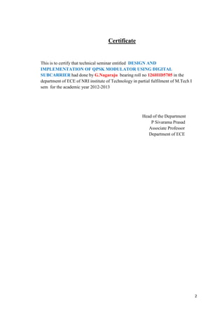 Design and implementation of qpsk modulator using digital subcarrier ...