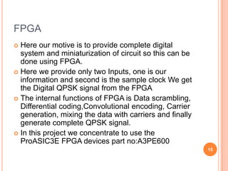 Design and implementation of qpsk modulator using digital subcarrier | PPTX