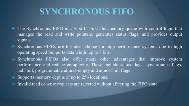 Design and Implementation of Synchronous FIFO Interfaced with RAM.pptx Design and Implementation of Synchronous FIFO Interfaced with RAM.pptx