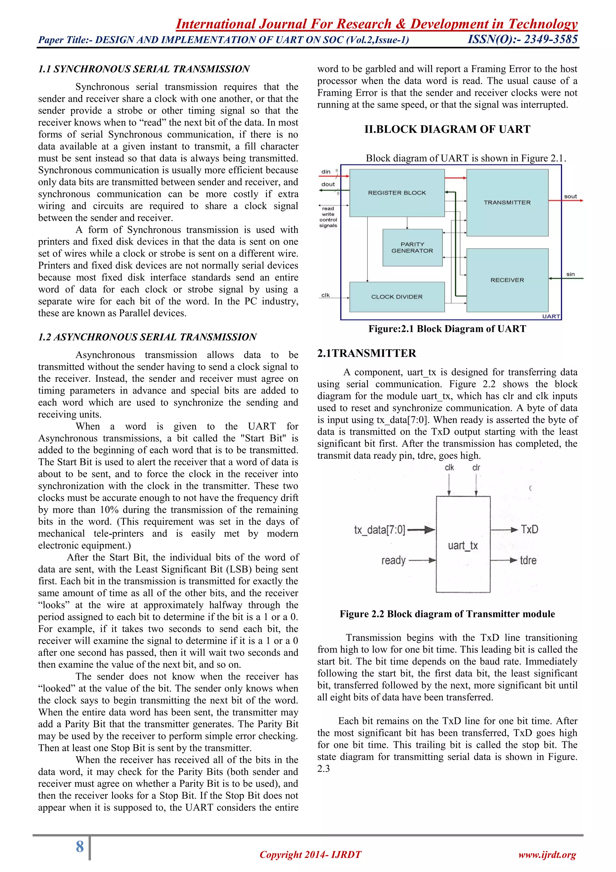 Design and implementation of uart on soc | PDF