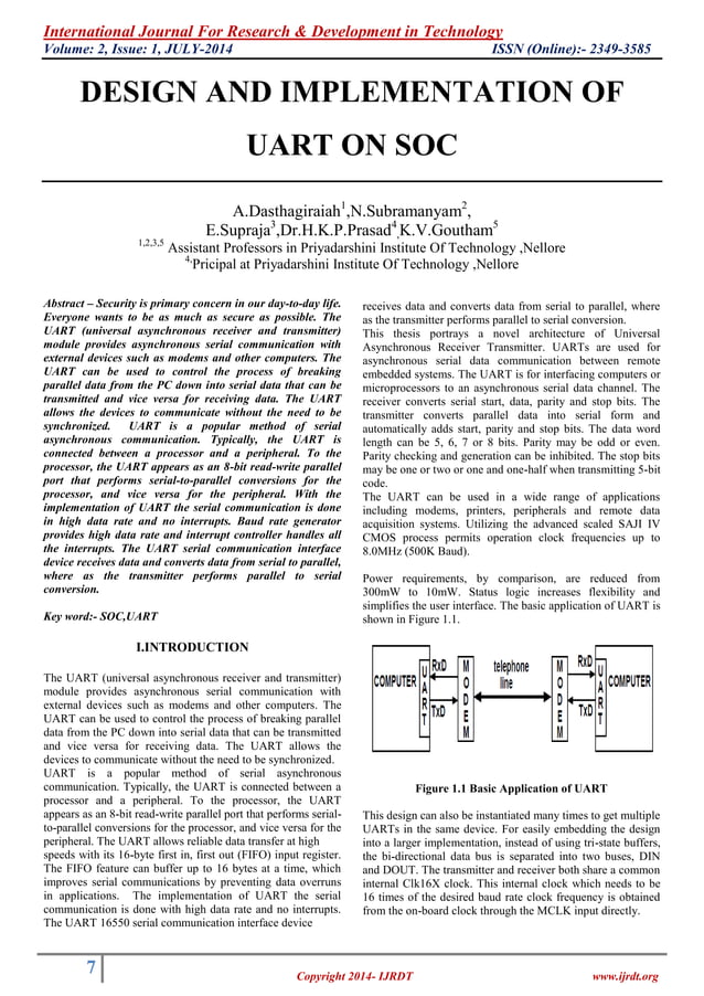 Design and implementation of uart on soc | PDF