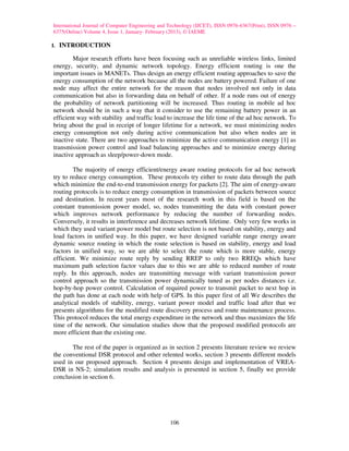 Design and implementation of variable range energy aware dynamic source routing protocol | PDF