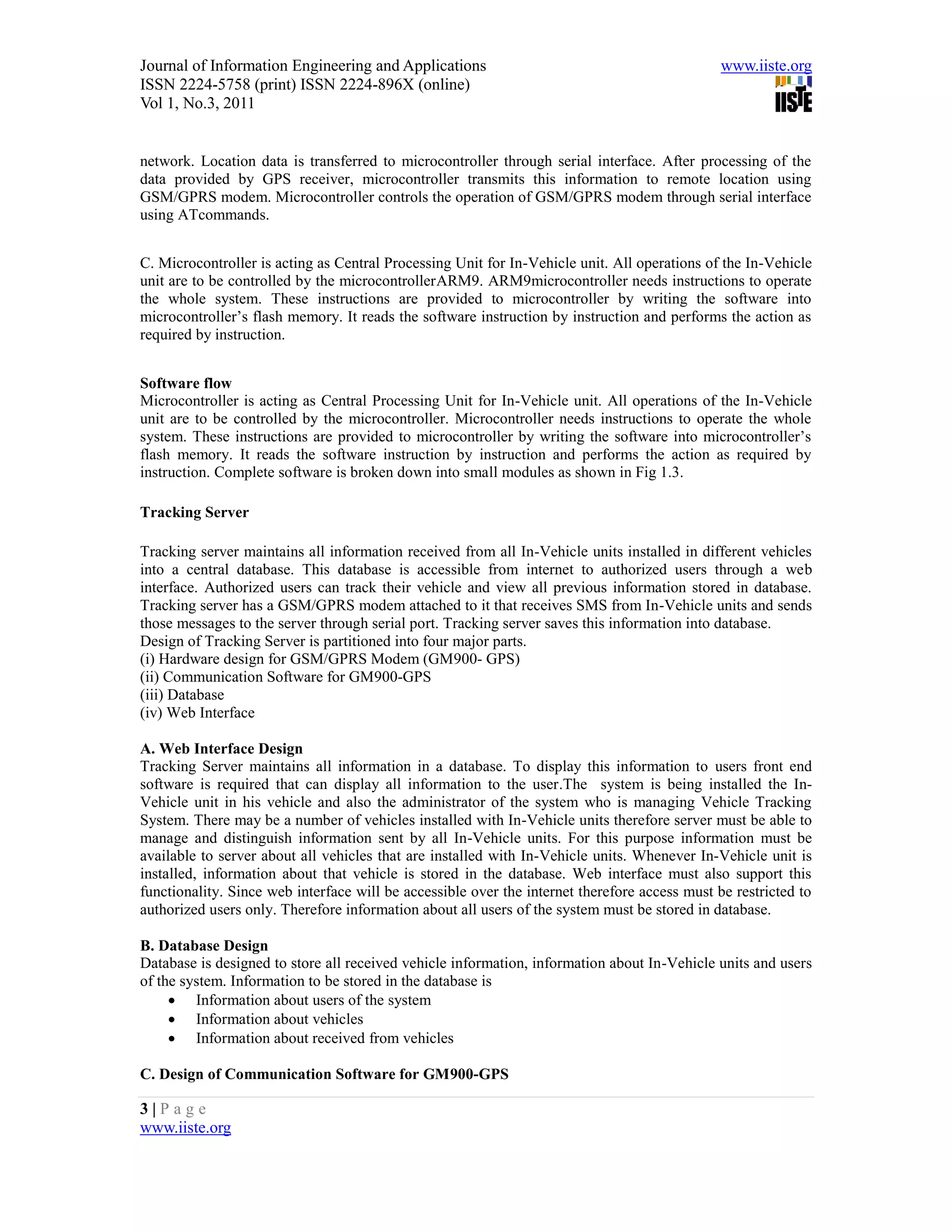 Design and implementation of vehicle tracking system using gps | PDF