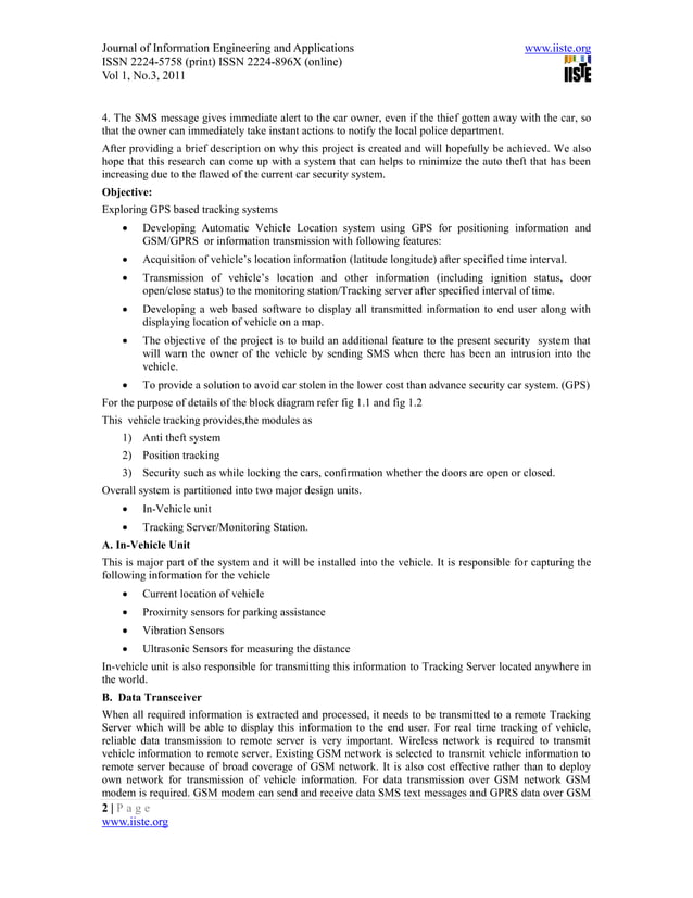Design and implementation of vehicle tracking system using gps | PDF