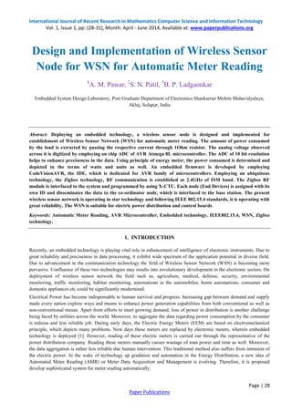 Design and Implementation of Wireless Sensor Node for WSN for Automatic Meter Reading | PDF ...