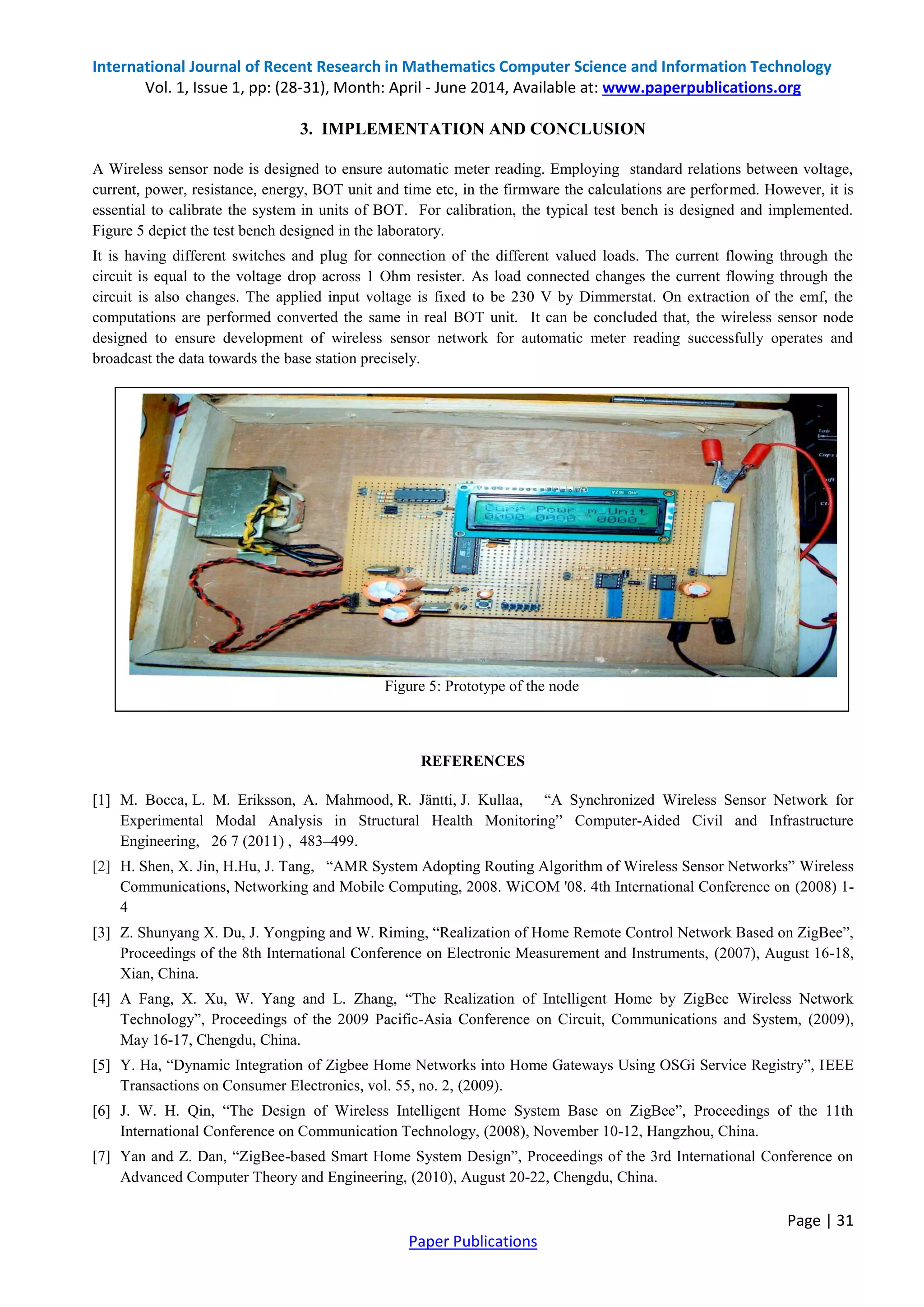 Design and Implementation of Wireless Sensor Node for WSN for Automatic Meter Reading | PDF