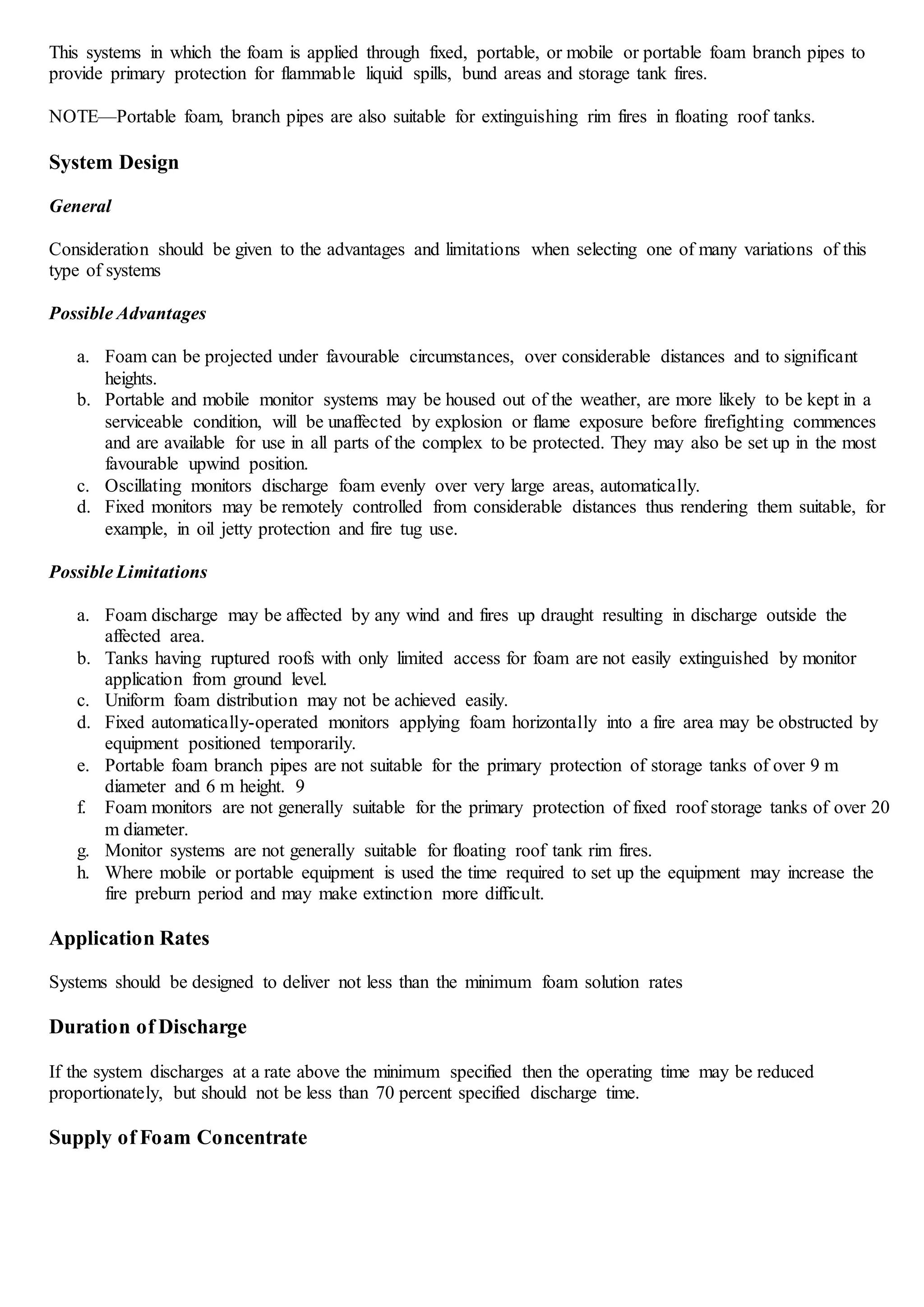 Design and installation of fixed foam fire extinguishing system | DOCX