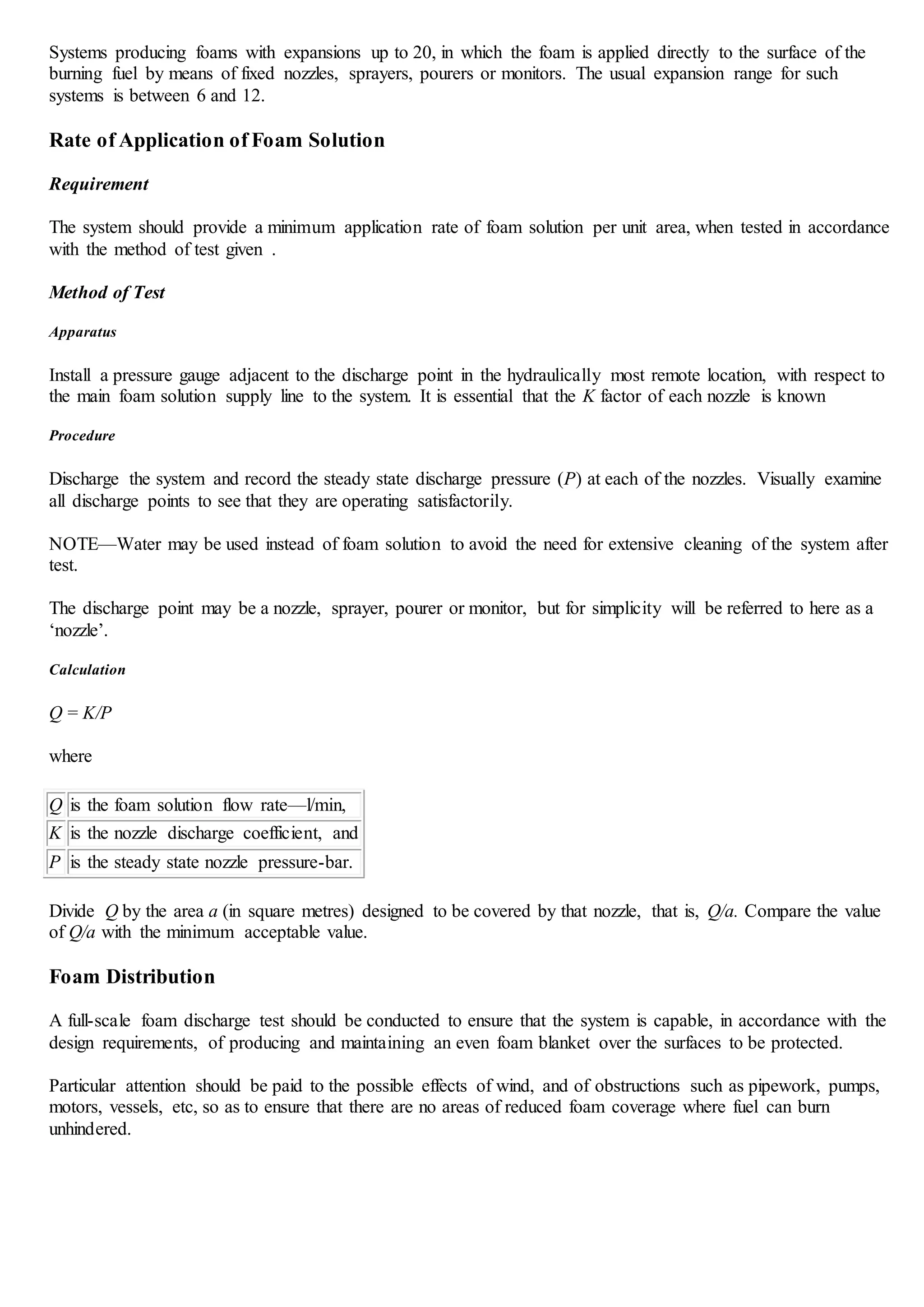 Design and installation of fixed foam fire extinguishing system | DOCX