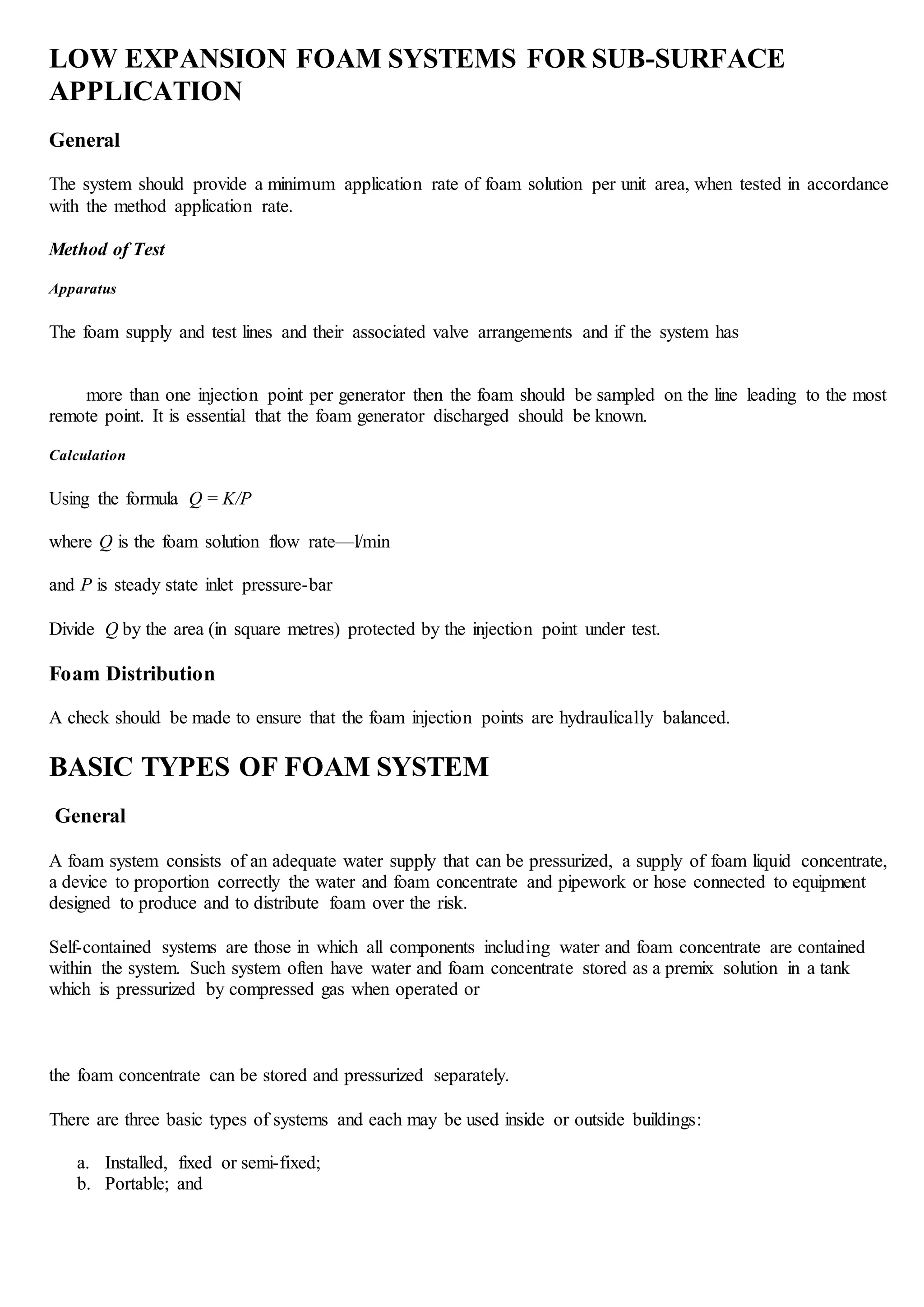 Design and installation of fixed foam fire extinguishing system | DOCX