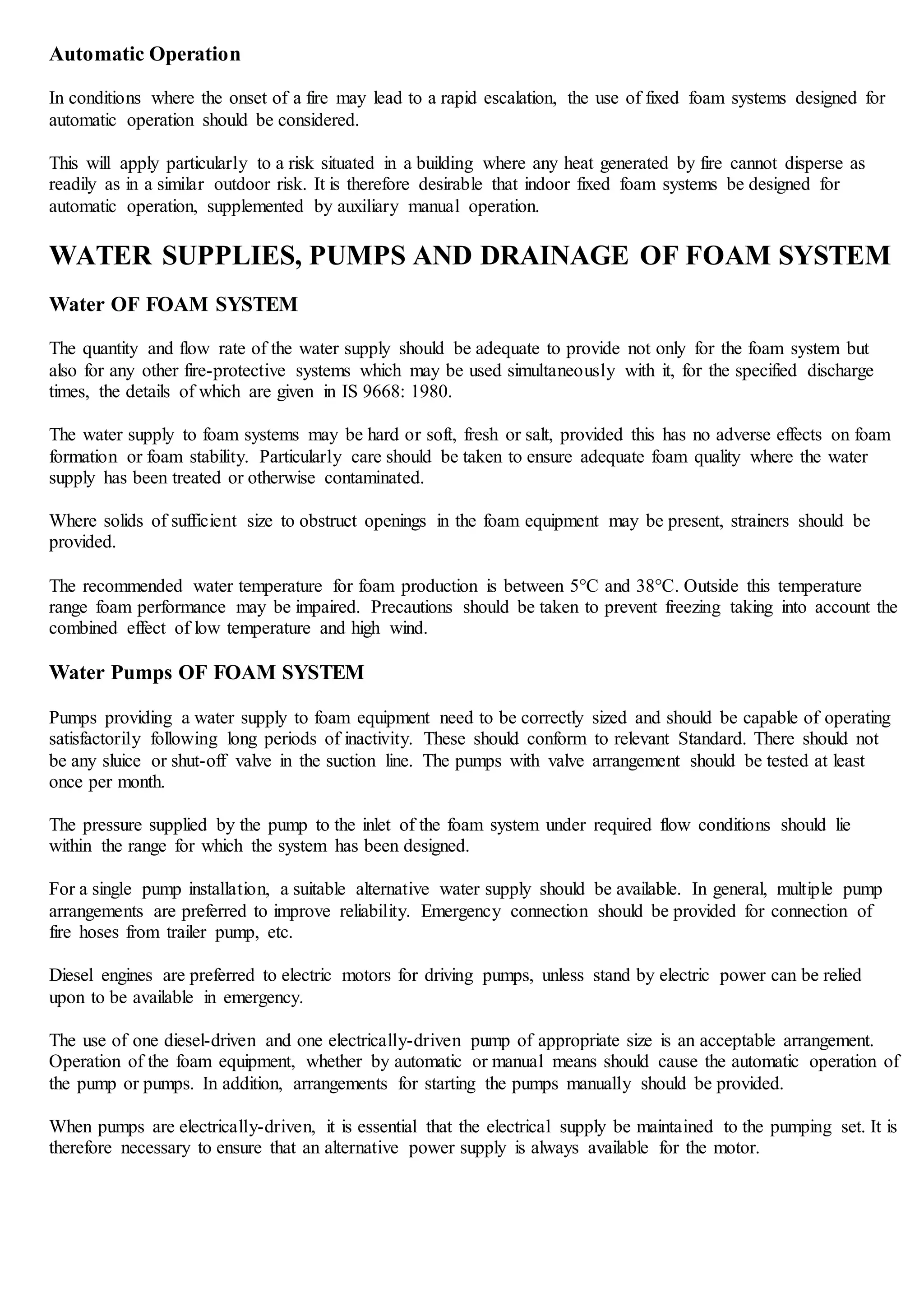 Design and installation of fixed foam fire extinguishing system | DOCX