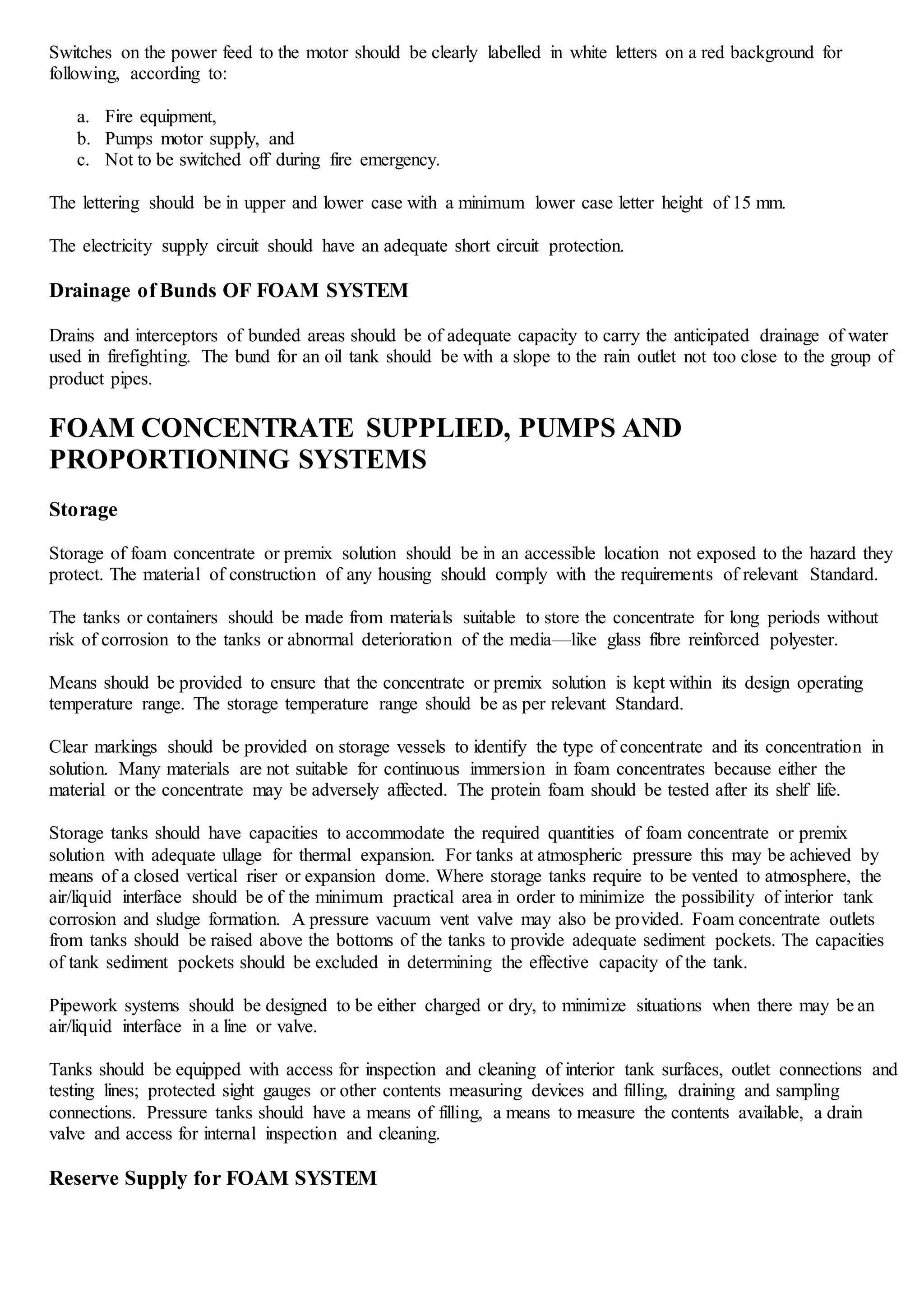 Design and installation of fixed foam fire extinguishing system | DOCX