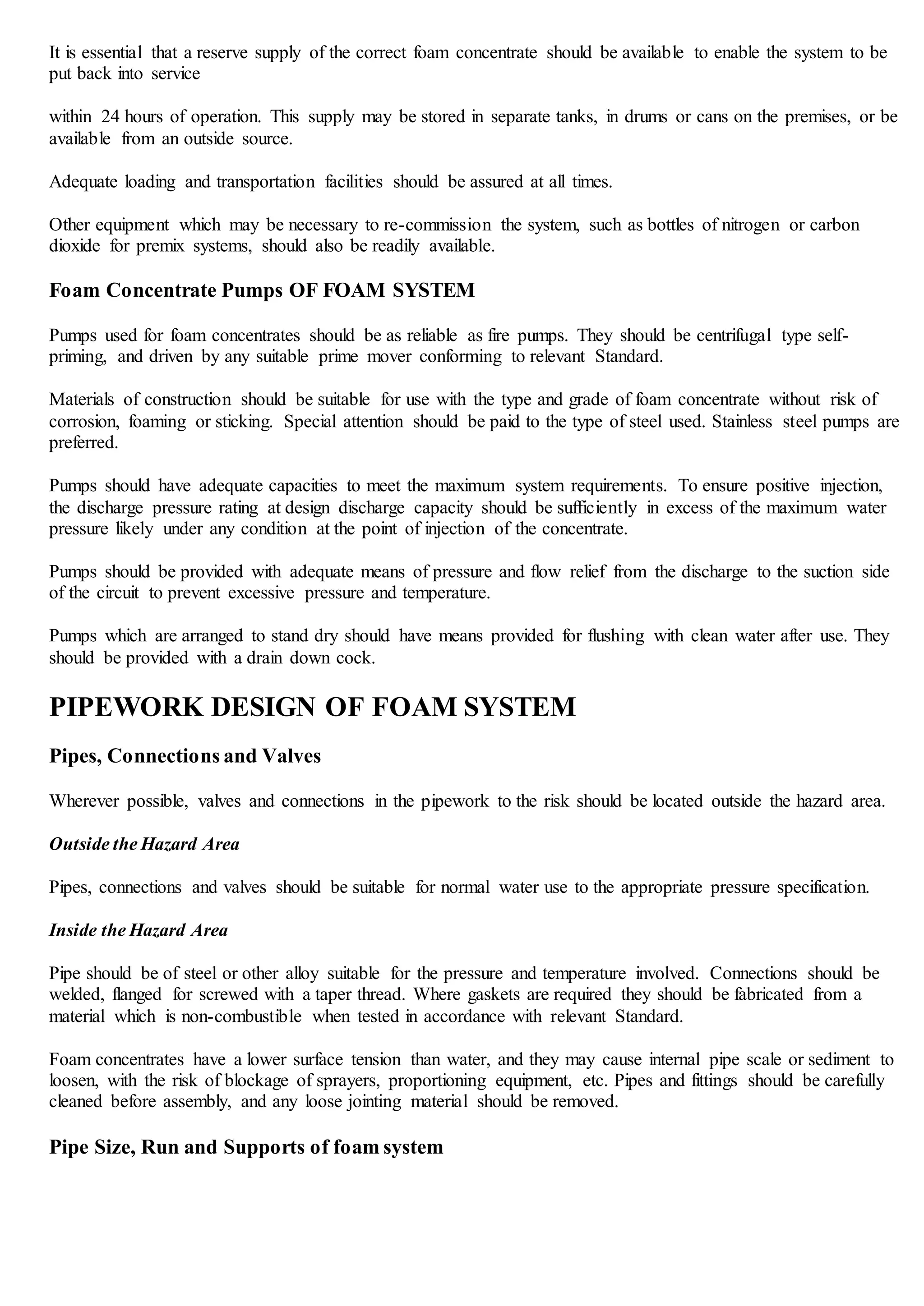 Design and installation of fixed foam fire extinguishing system | DOCX